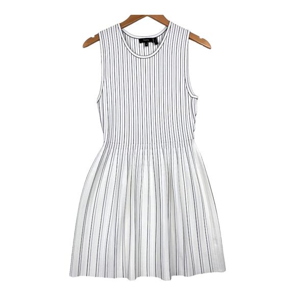 Theory | Dresses | Theory White Black Striped Sleeveless Fit Flare ...